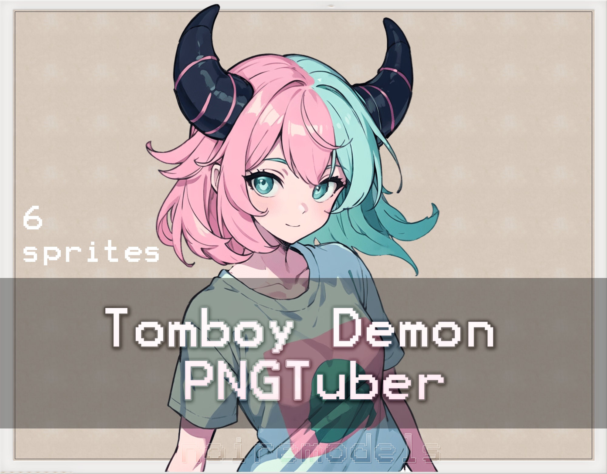 Cute Tomboy Demon Girl Pngtuber - Ready to Use - Premade Vtuber - 2D ...