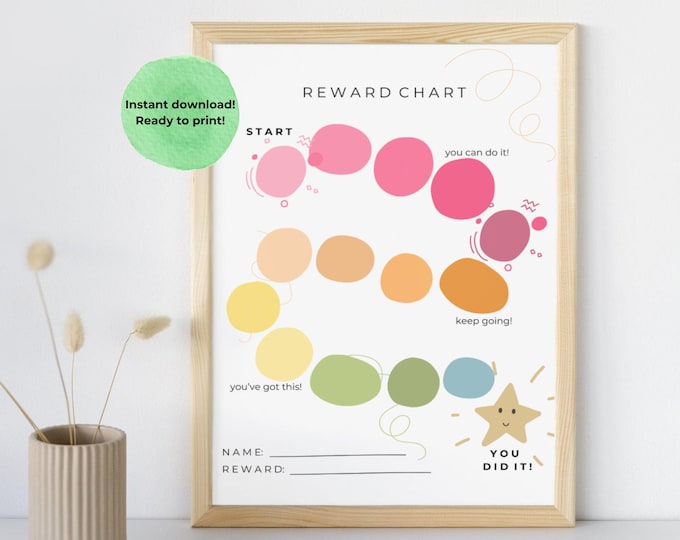 Editable Colorful Rainbow Reward Chart for Kids Daily Routine Chart ...