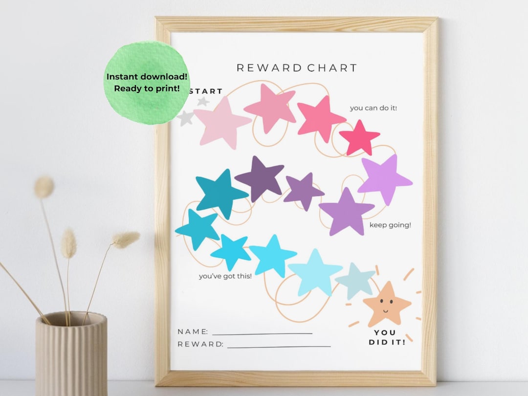 Stars Reward Chart, Toddler Reward Chart, Reward Chart Printable, Kids Routine Chart, Printable ...