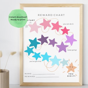 Stars Reward Chart, Toddler Reward Chart, Reward Chart Printable, Kids ...