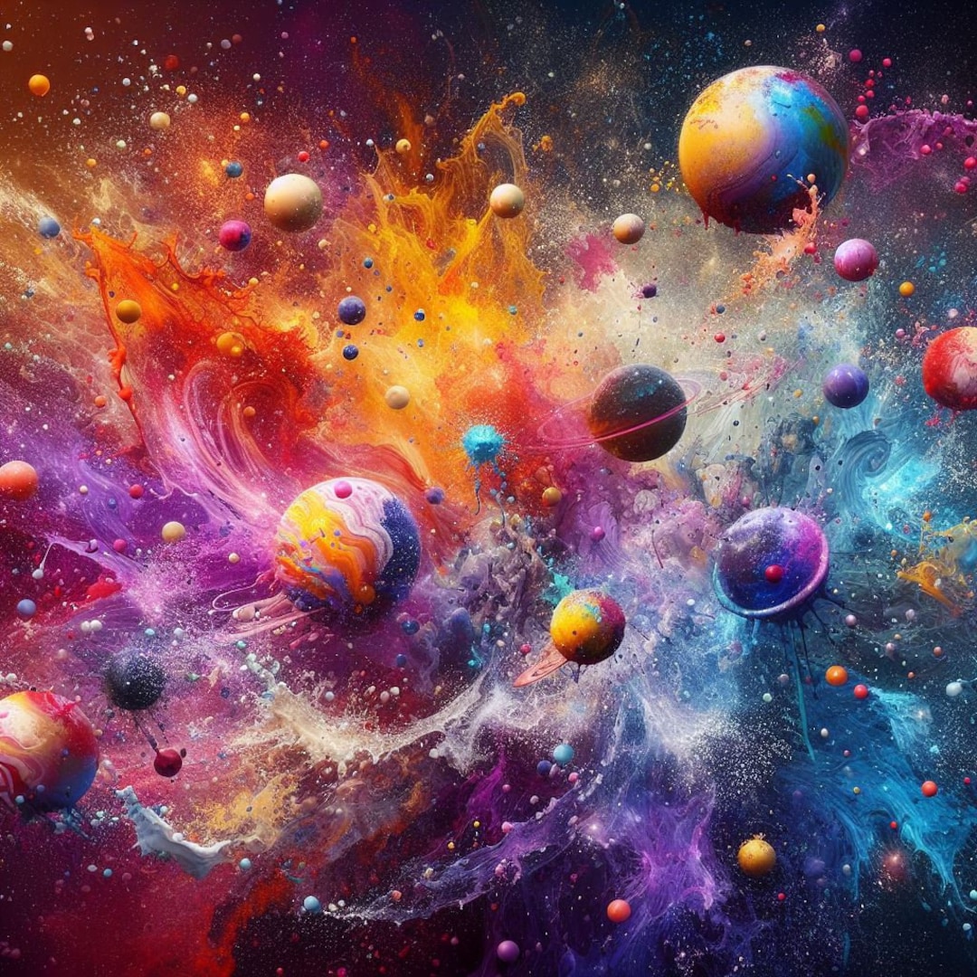 Colorful Splash Art Planets Flowers - Etsy