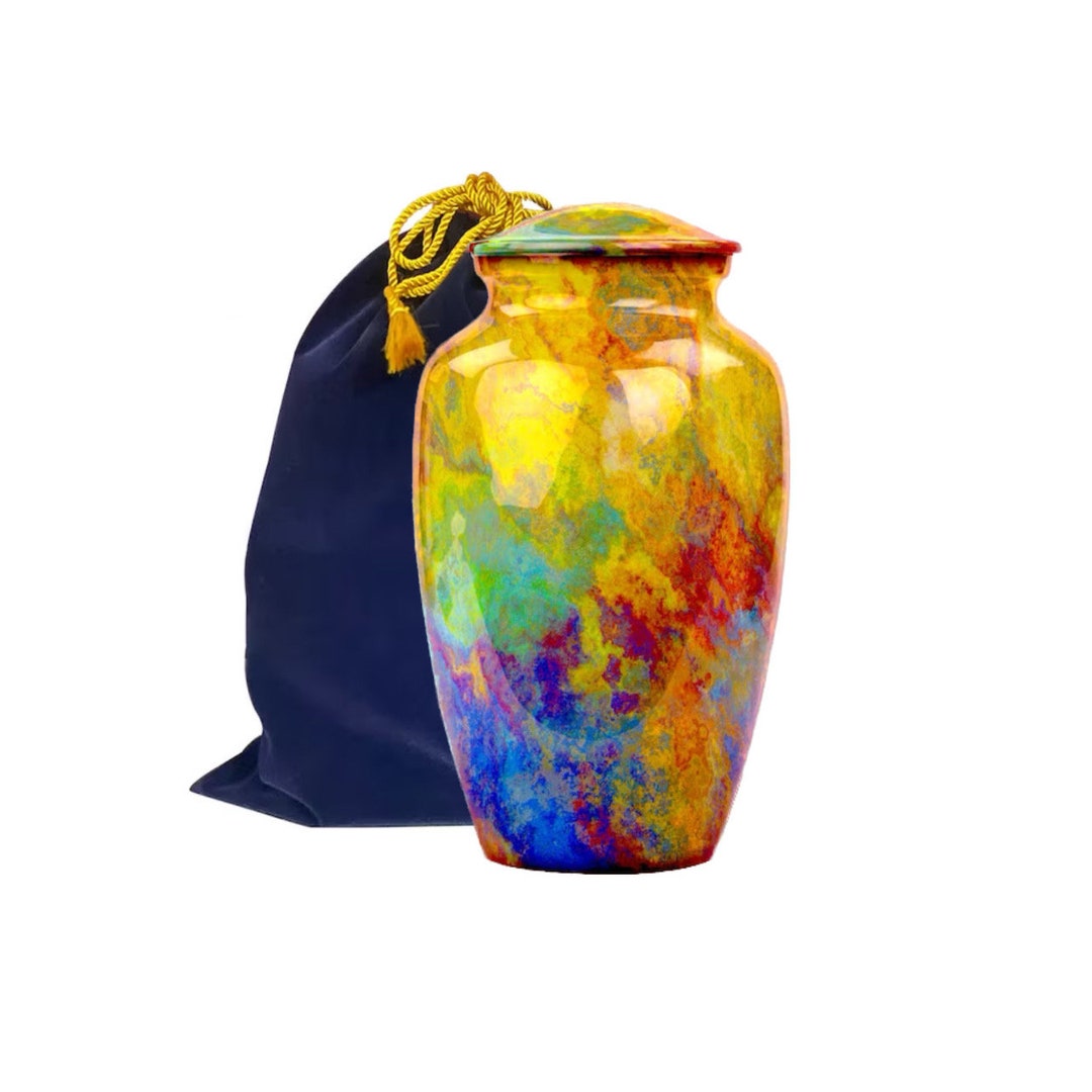 Tie Dye Rainbow Urn Mix Colour Urn, Cremation Urn for Human Ashes ...
