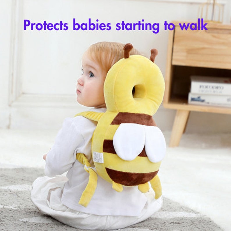 Infant Safety Bee Pillow Plush Toddler Head Protection Cushion, Gentle ...