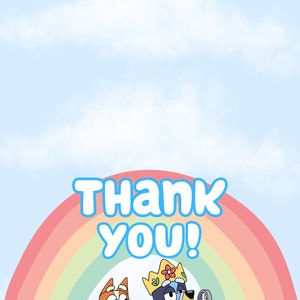 BLUEY THANK YOU Card Bluey Birthday Theme Party Thank You Card Bluey ...