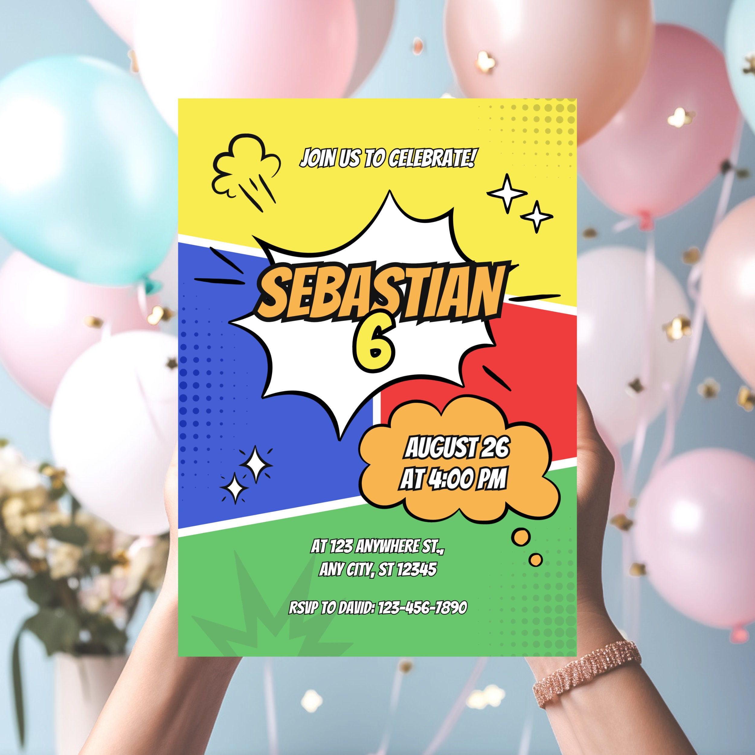 Editable Comic Book Invitation, Birthday Invitation, Comic Birthday ...