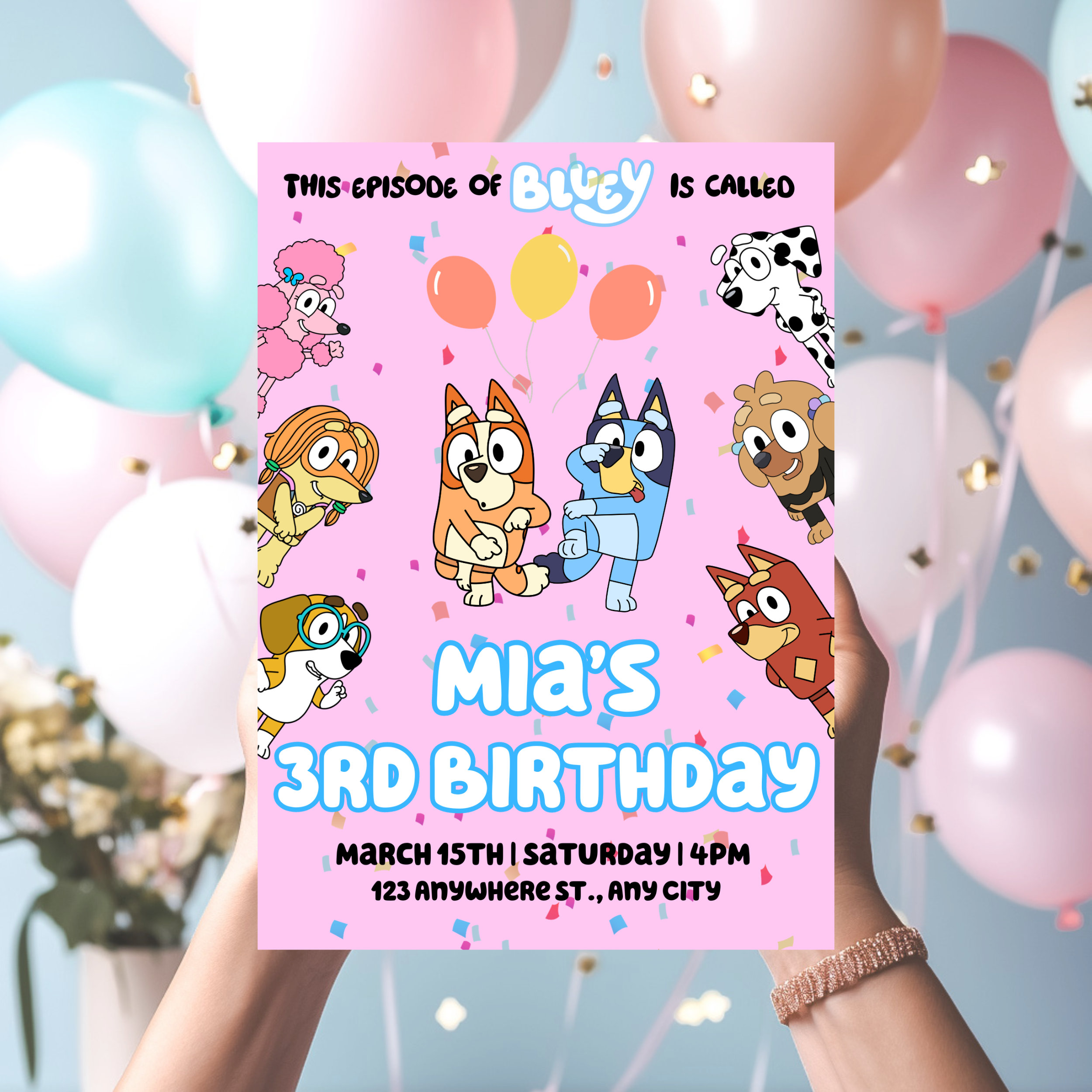 Bluey Birthday Invitation, Girls Birthday Party Invites, Editable Bluey ...