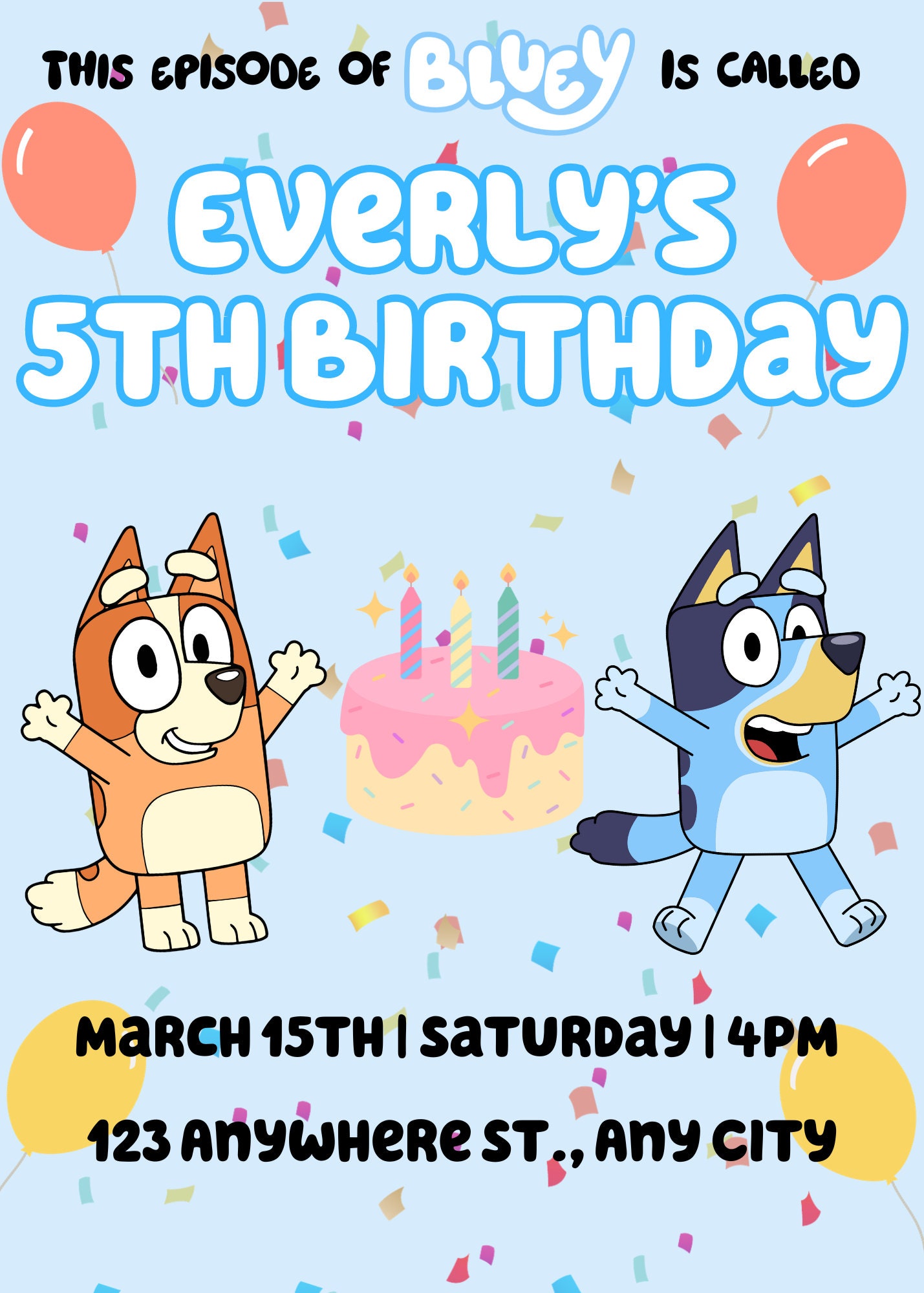 BLUEY BIRTHDAY INVITATION Boys Birthday Party Invites Editable Bluey ...