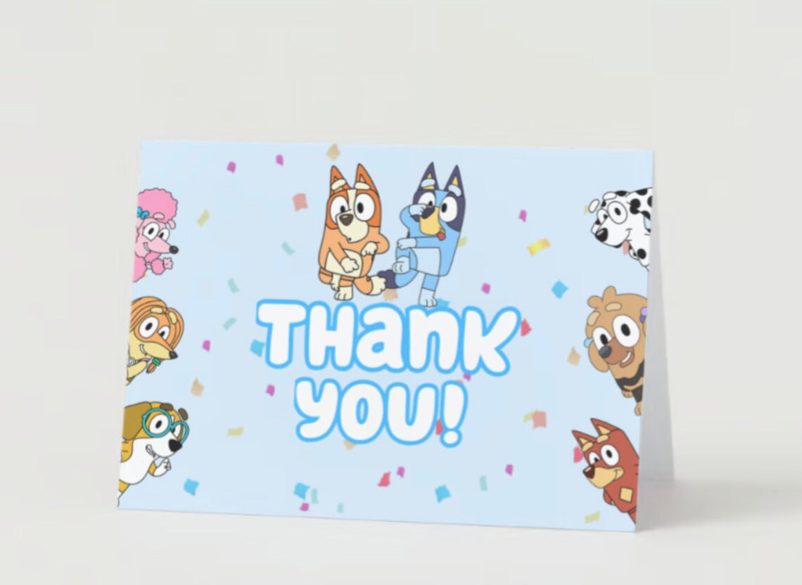 BLUEY THANK YOU Card Bluey Birthday Theme Party Thank You Card Bluey ...