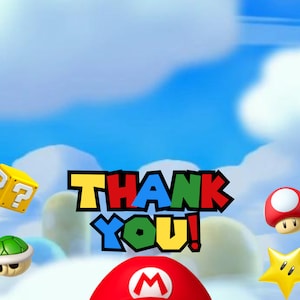 SUPER MARIO THANK You Card Mario Boys Birthday Super Mario Thank You ...