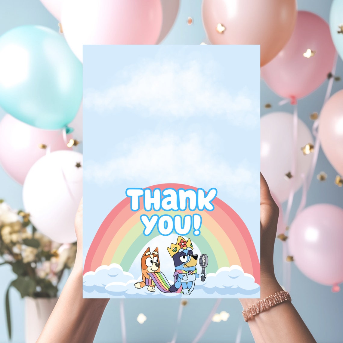 BLUEY THANK YOU Card Bluey Birthday Theme Party Thank You Card Bluey ...