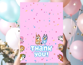 BLUEY THANK YOU Card Bluey Birthday Theme Party Thank You Card Bluey ...