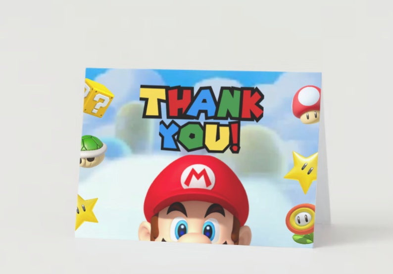 SUPER MARIO THANK You Card Mario Boys Birthday Super Mario Thank You Editble Mario Thank You ...