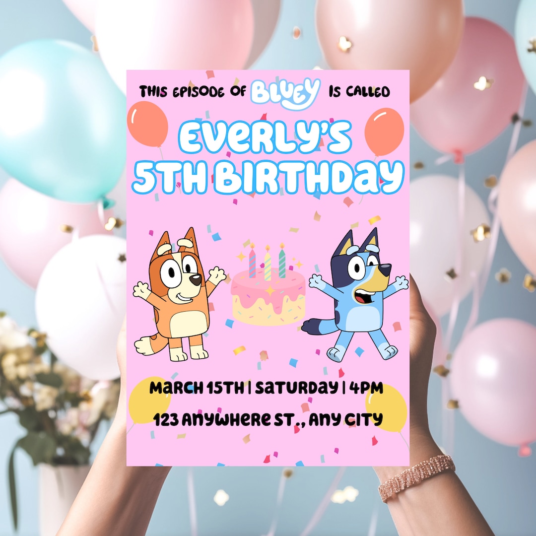 Bluey Birthday Invitation, Boys Birthday Party Invites, Editable Bluey ...