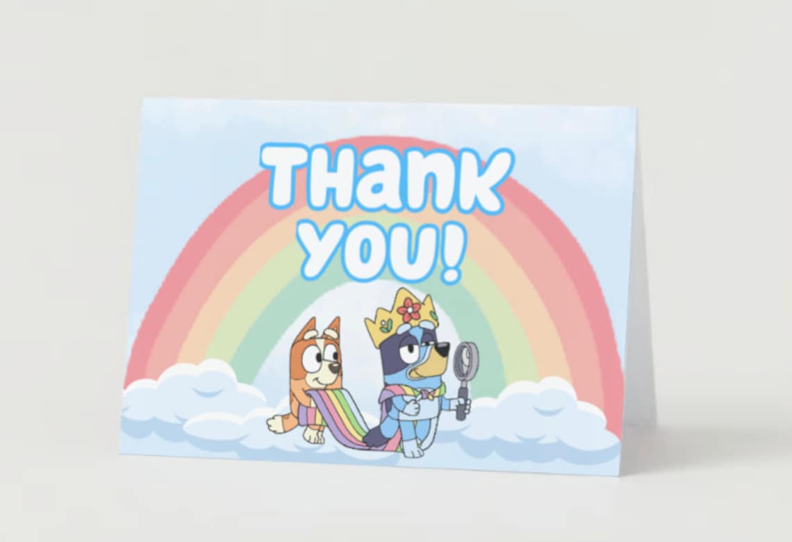 BLUEY THANK YOU Card Bluey Birthday Theme Party Thank You Card Bluey ...