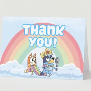 BLUEY THANK YOU Card Bluey Birthday Theme Party Thank You Card Bluey ...