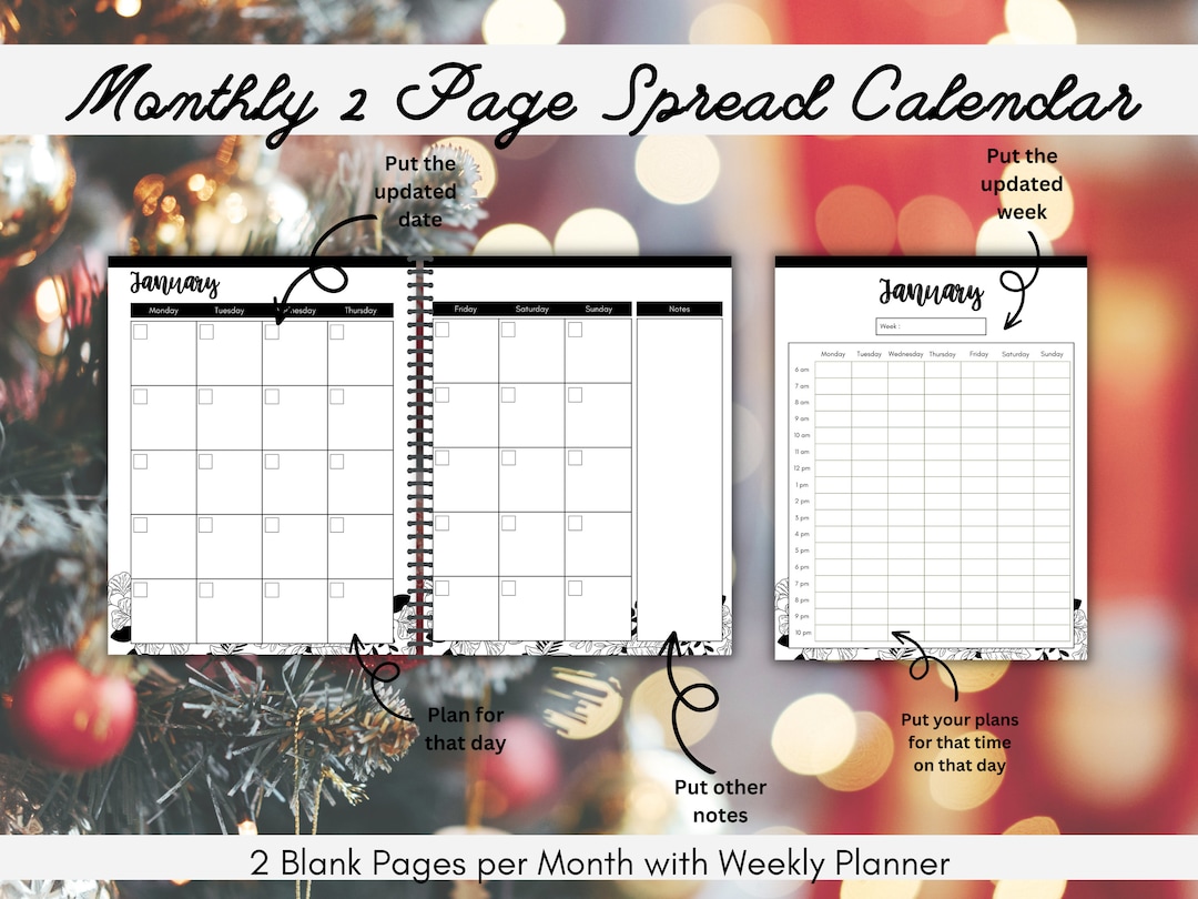 2 Page Monthly Planner Printable Monthly Schedule Daily - Etsy