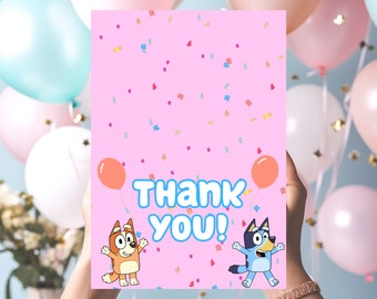 BLUEY THANK YOU Card Bluey Birthday Theme Party Thank You Card Bluey ...