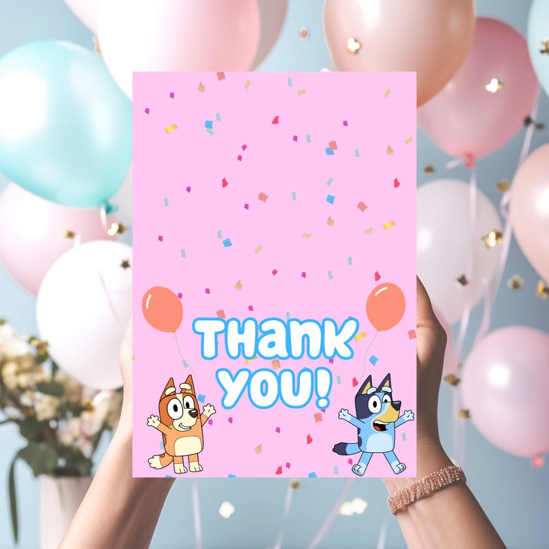 BLUEY THANK YOU Card Bluey Birthday Theme Party Thank You Card Bluey ...