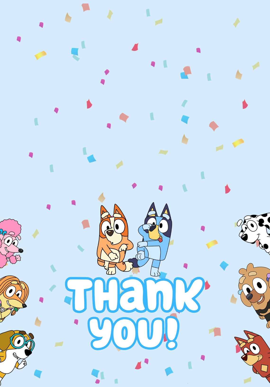 BLUEY THANK YOU Card Bluey Birthday Theme Party Thank You Card Bluey ...