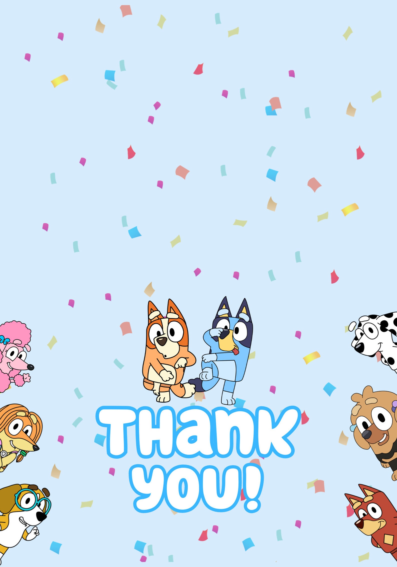 BLUEY THANK YOU Card Bluey Birthday Theme Party Thank You Card Bluey ...
