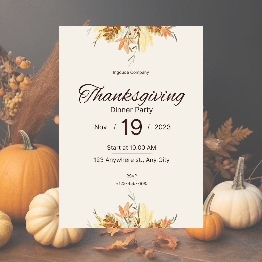 Editable Thanksgiving Dinner Invitation, Let's Give Thanks Invitation ...