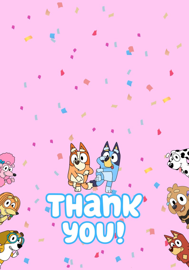 BLUEY THANK YOU Card Bluey Birthday Theme Party Thank You Card Bluey ...