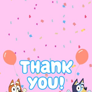 BLUEY THANK YOU Card Bluey Birthday Theme Party Thank You Card Bluey ...