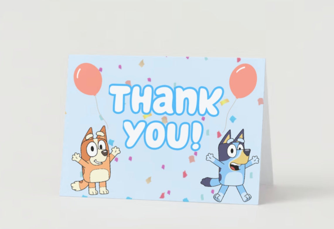BLUEY THANK YOU Card Bluey Birthday Theme Party Thank You Card Bluey ...