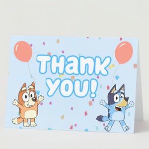 BLUEY THANK YOU Card Bluey Birthday Theme Party Thank You Card Bluey ...