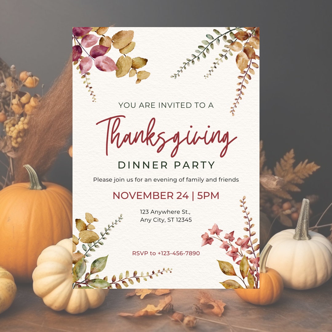 Editable Thanksgiving Dinner Invitation Let's Give Thanks - Etsy
