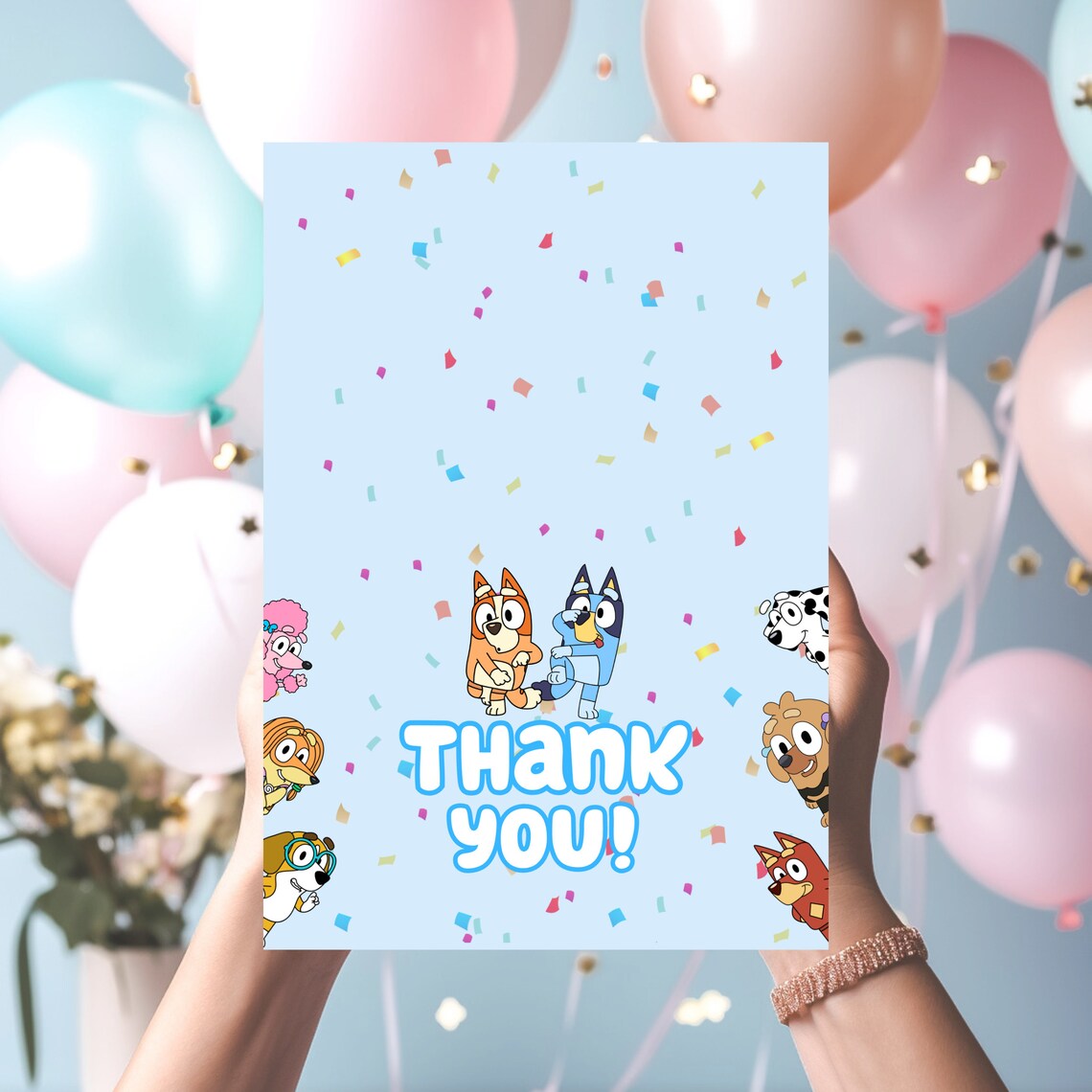 BLUEY THANK YOU Card Bluey Birthday Theme Party Thank You Card Bluey ...