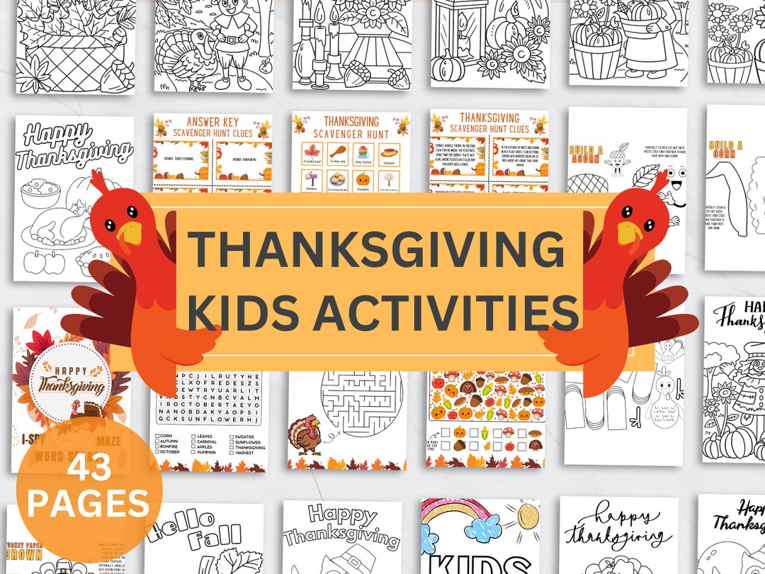 Fall Printable Activity Bundle Kids Coloring Thanksgiving - Etsy
