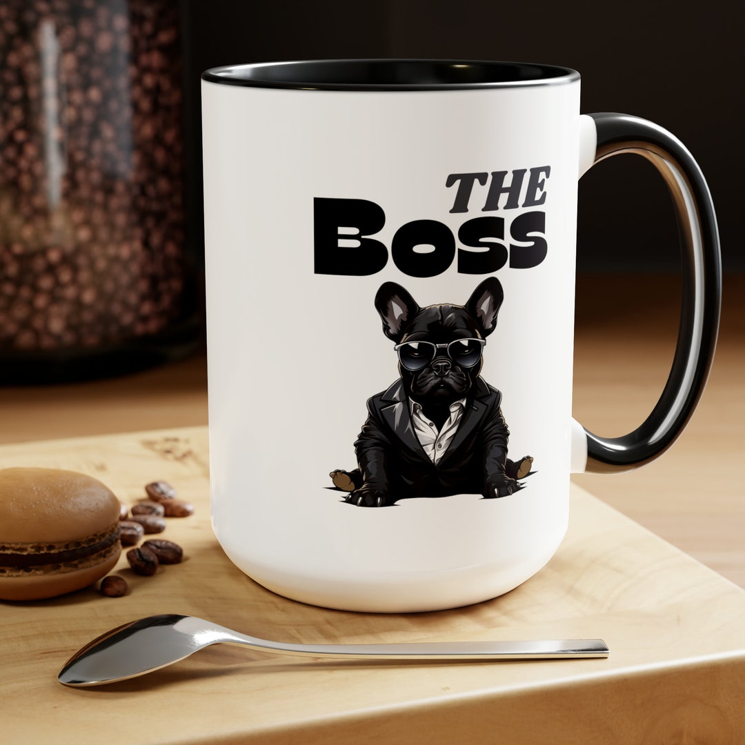 Frenchie Pug Mafia Mug Two-tone Coffee Mugs, 15oz Frenchie Pug Unique ...
