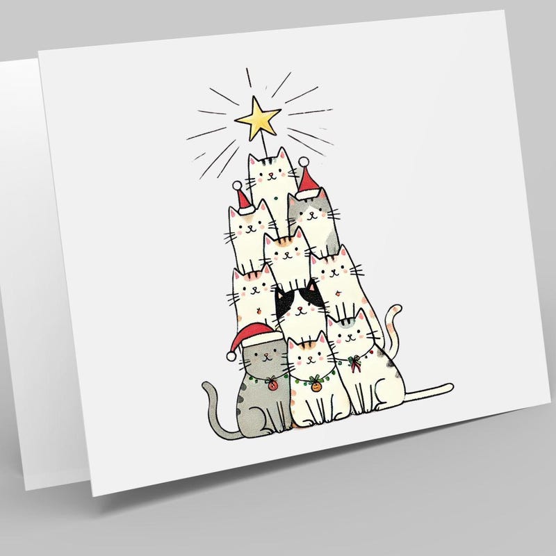 Cat Holiday Cards - Etsy