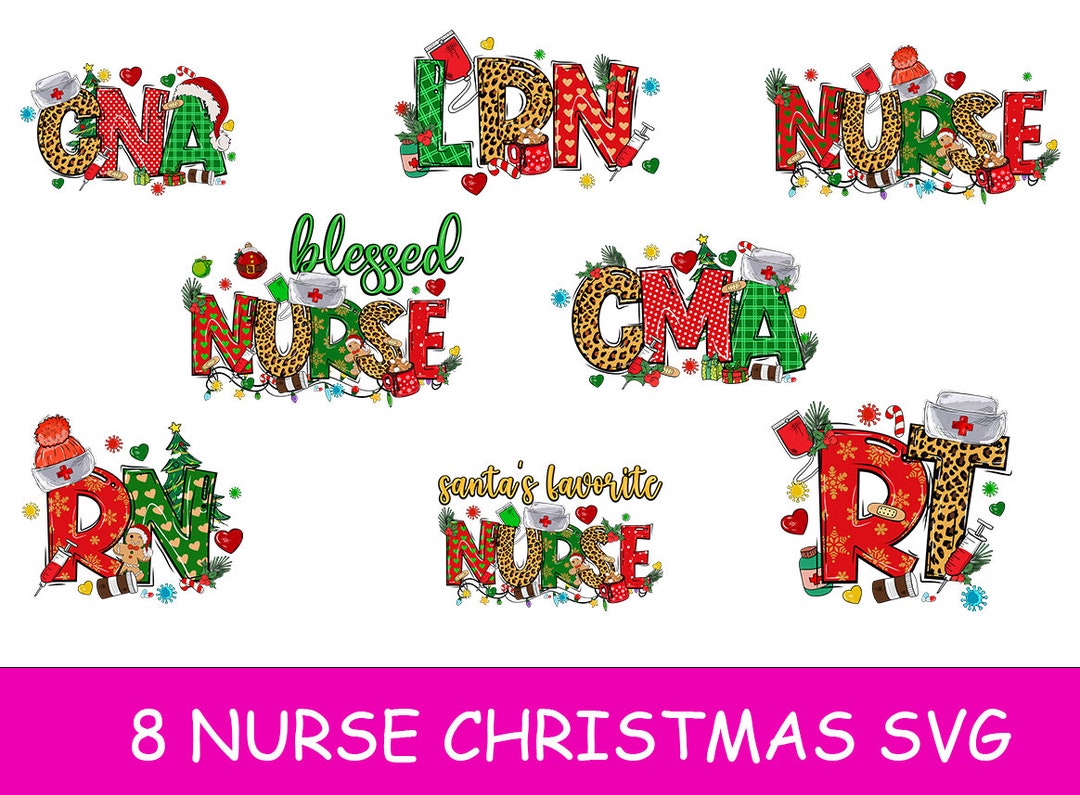 8 PNG Christmas Nurse Bundle PNG File Funny Christmas Nurse - Etsy