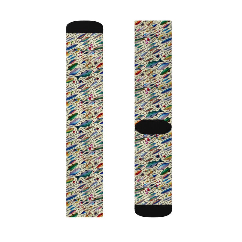 Fishing Lure Sublimation Socks, Fisherman Gift, Novelty Printed ...