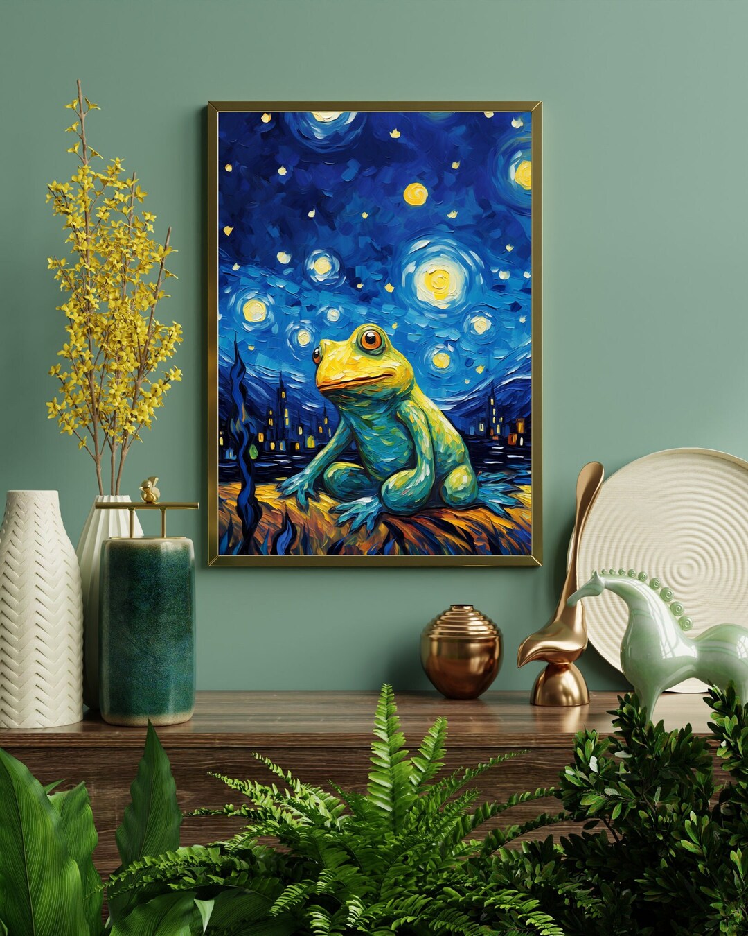Starry Night Print- Parody of Vincent Van Gogh's Painting With Otter ...
