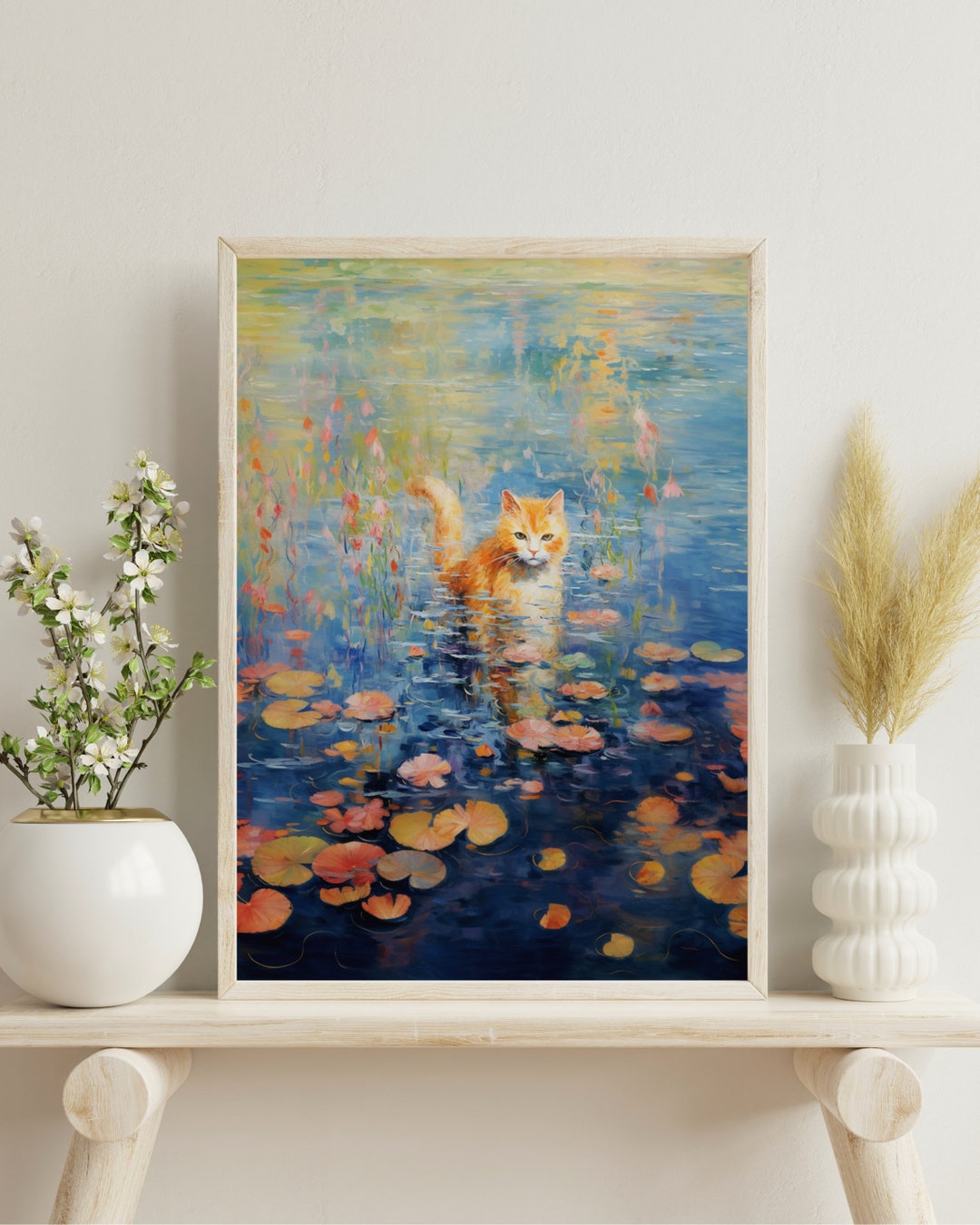 The Water Lilies Print- Parody of Claude Monet's Painting With Cat ...