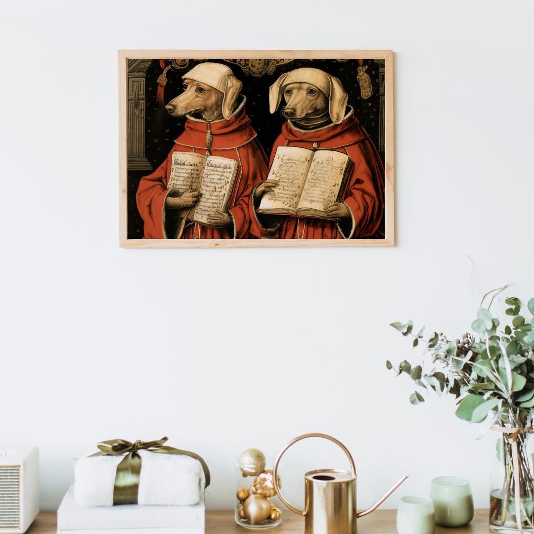 Medieval Dog Manuscript Print Dark Gothic Historical Print With Dogs ...