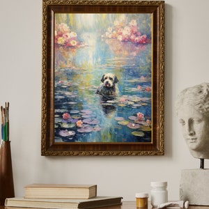The Water Lilies Print- Parody of Claude Monet's Painting With Dog ...