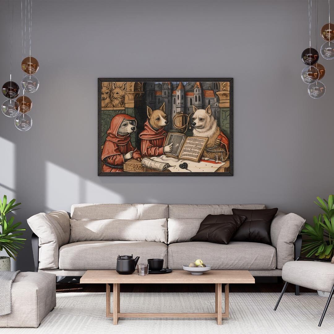 Medieval Dog Manuscript Print- Dark Gothic Historical Print With Dogs ...