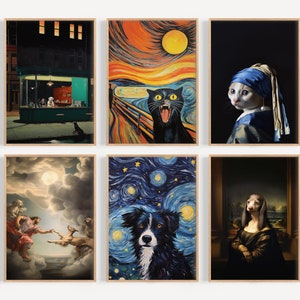 Nighthawks by Edward Hopper- Parody of the Famous Painting With a Dog ...