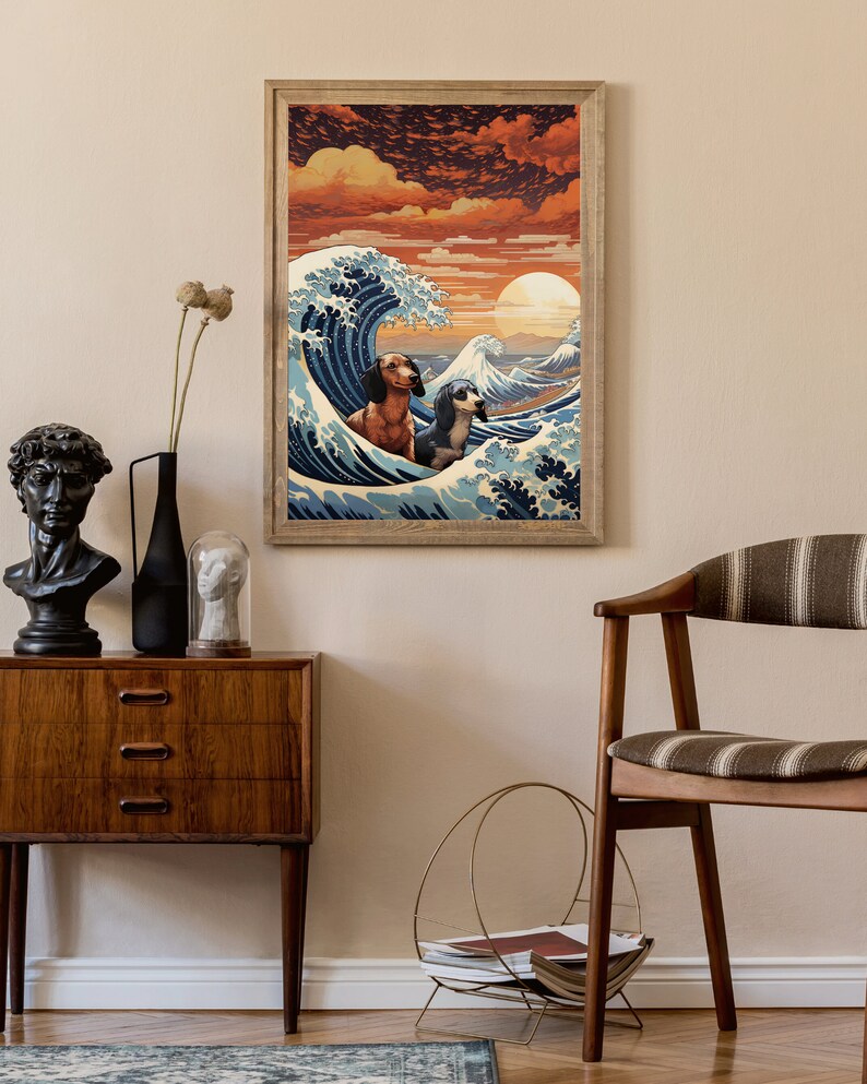 The Great Wave Parody of Hokusai's Painting With Dogs - Etsy