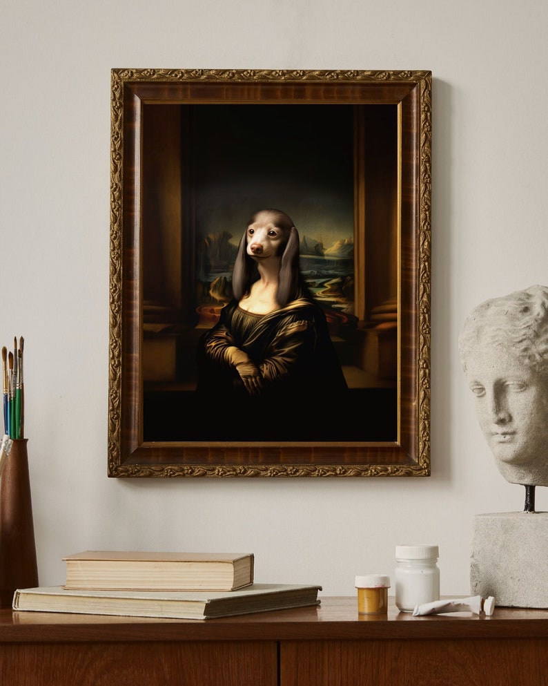 Bona Lisa Print Parody of Mona Lisa, Da Vinci's Painting With Dog, High ...