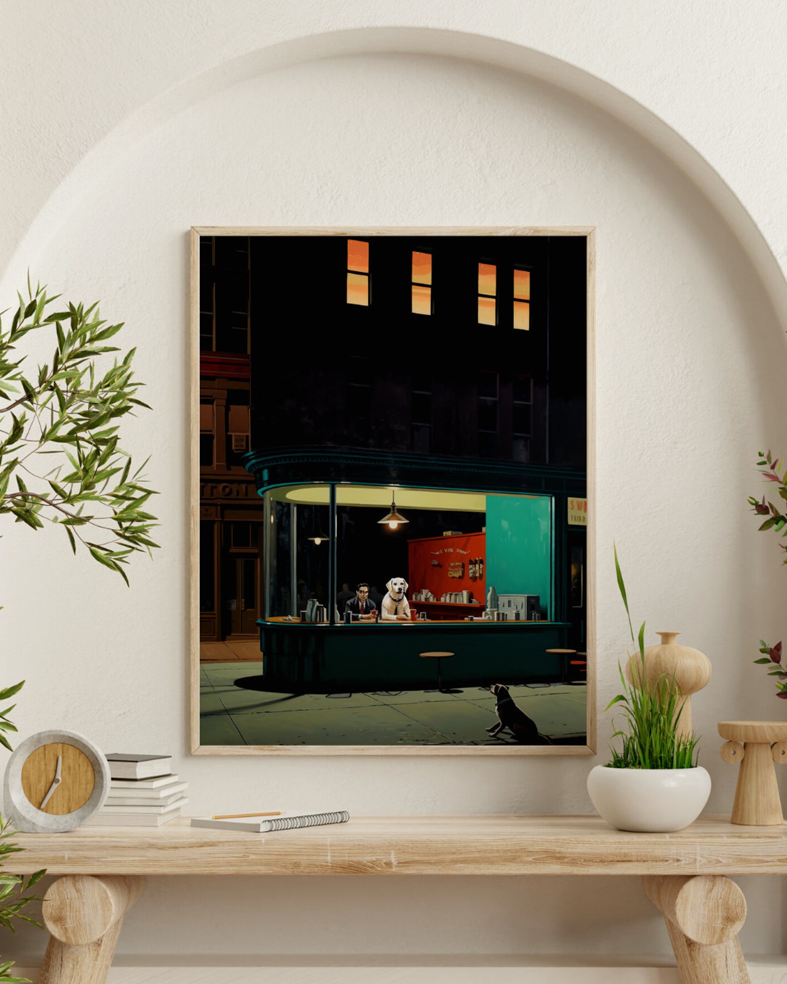 Nighthawks by Edward Hopper- Parody of the Famous Painting With a Dog ...