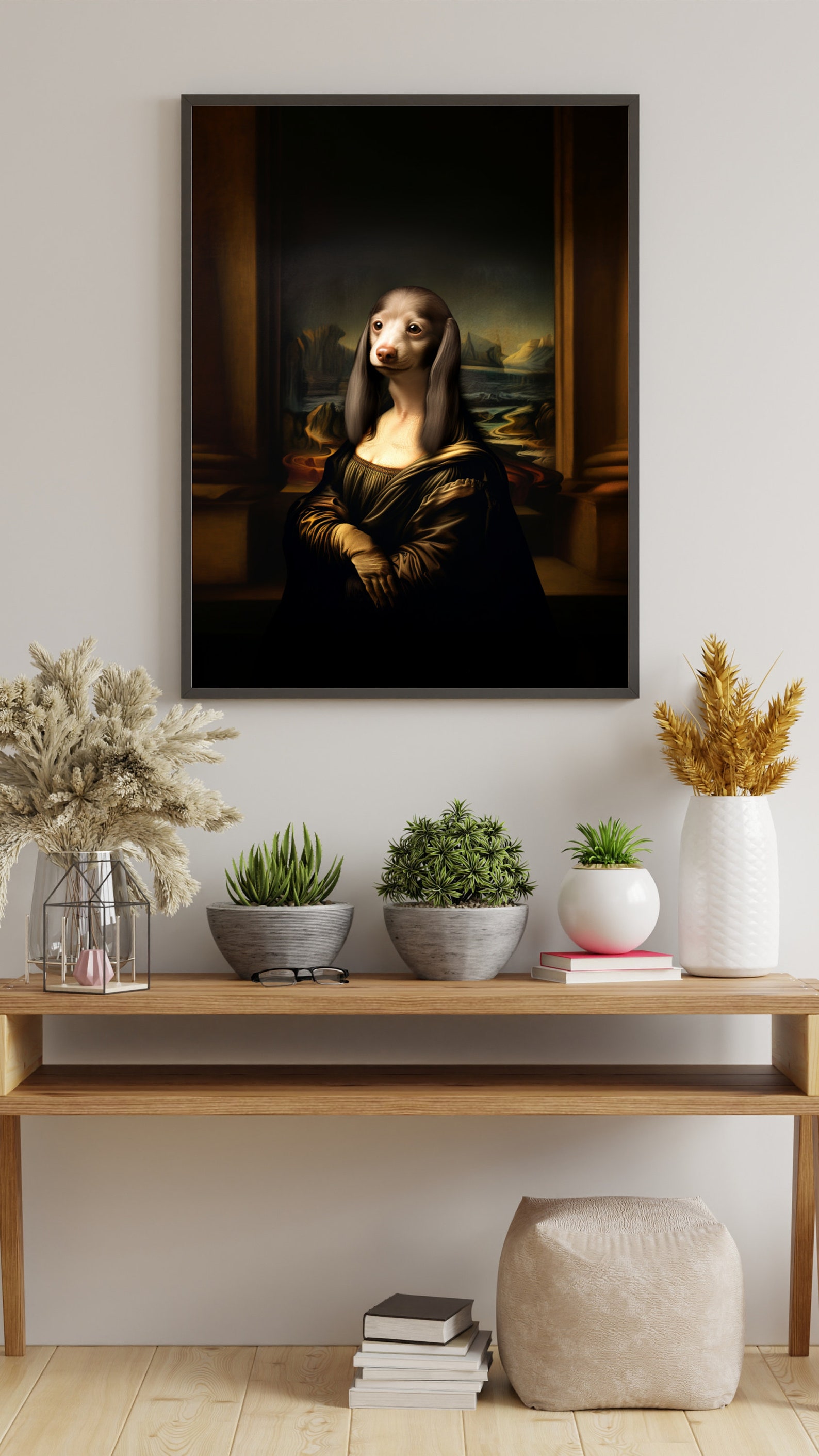 Bona Lisa Print- Parody of Mona Lisa, Da Vinci's Painting With Dog ...