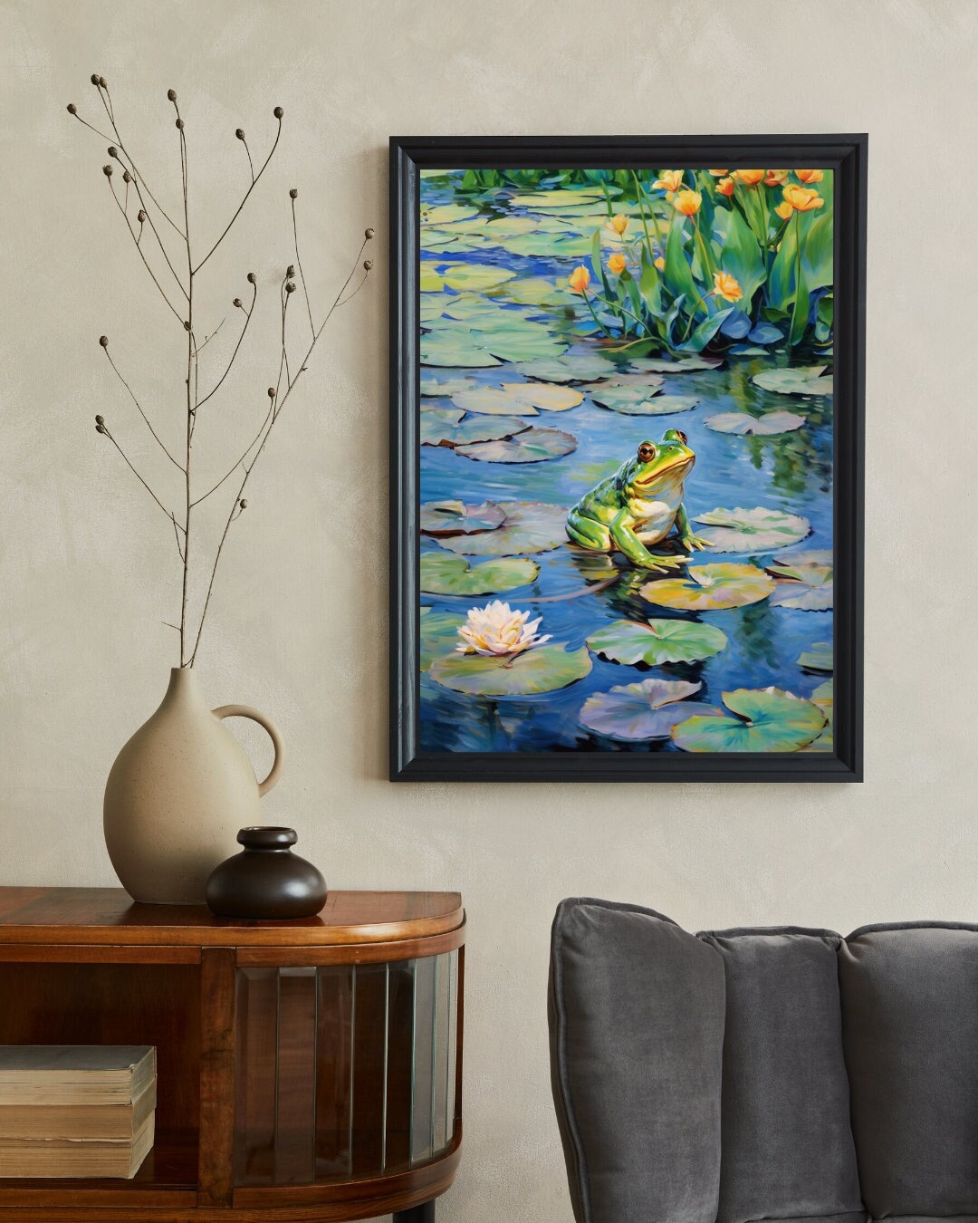 The Water Lilies Print- Parody of Claude Monet's Painting With Frog ...
