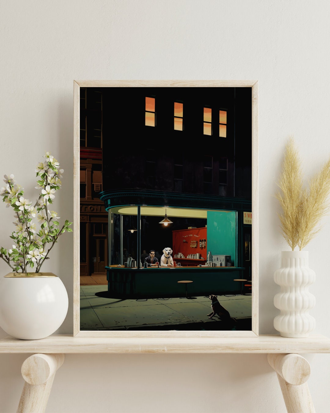 Nighthawks by Edward Hopper- Parody of the Famous Painting With a Dog ...