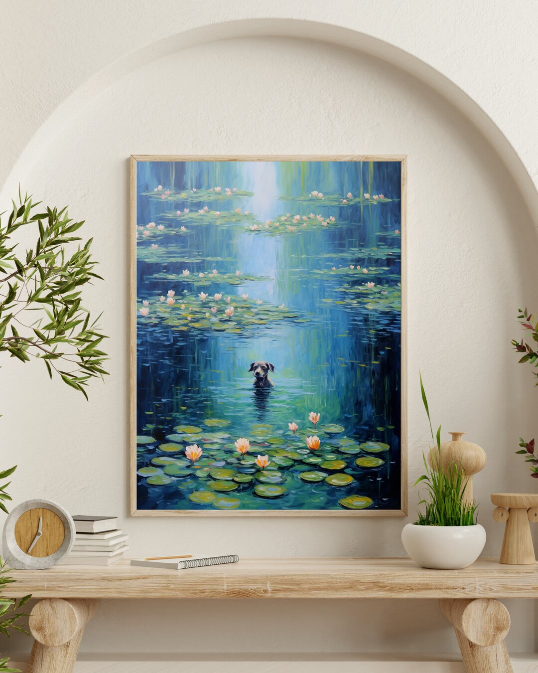 The Water Lilies Print- Parody of Claude Monet's Painting With Dog ...