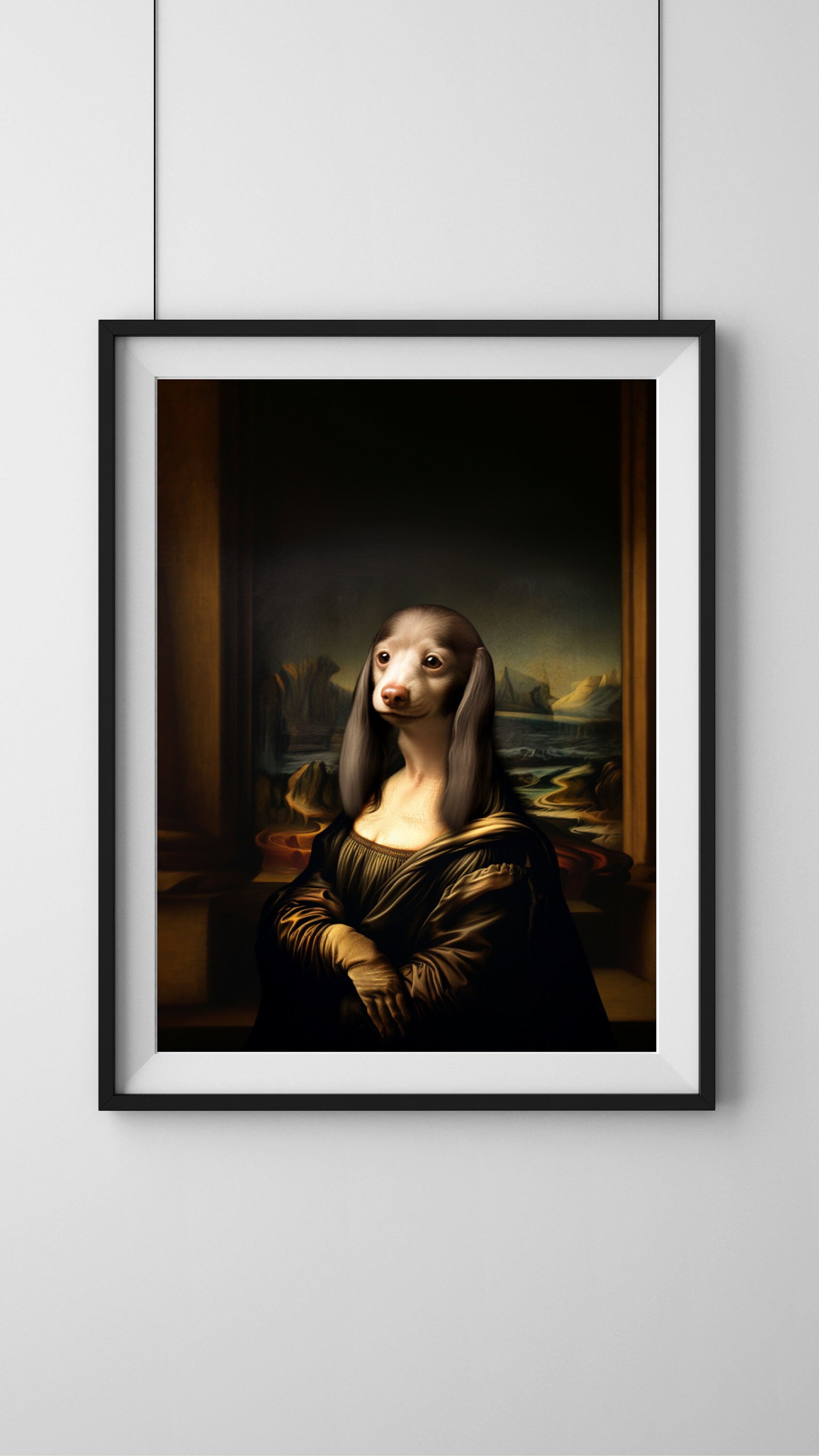 Bona Lisa Print Parody of Mona Lisa, Da Vinci's Painting With Dog, High ...